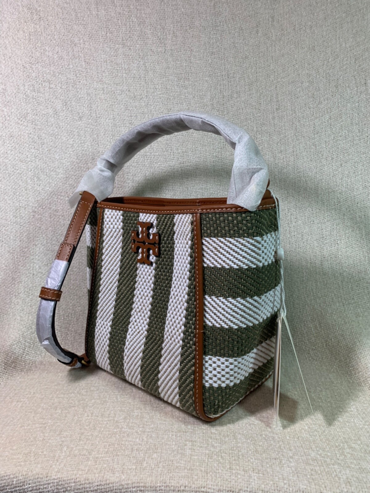 NEW Tory Burch McGraw Stripe Small Bucket Tote/Shoulder Bag/Crossbody ...