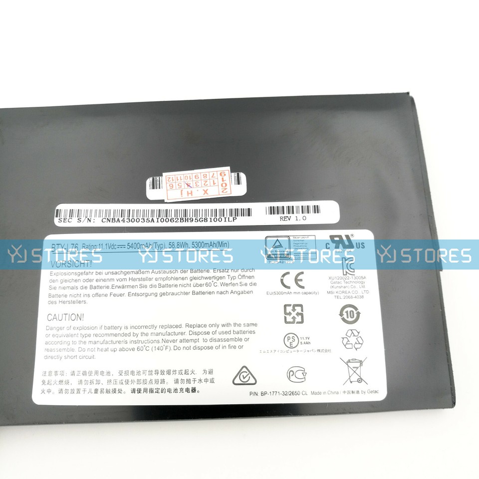 New Genuine BTY-L76 Battery for MSI GS70 GS72 WS72 Schenker XMG C703 ...