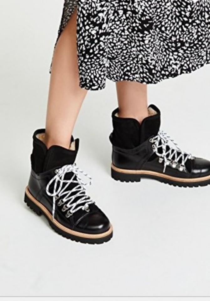 New! Ganni Women's Edna Black Quilted Lace Up Boots Size 8 US | eBay