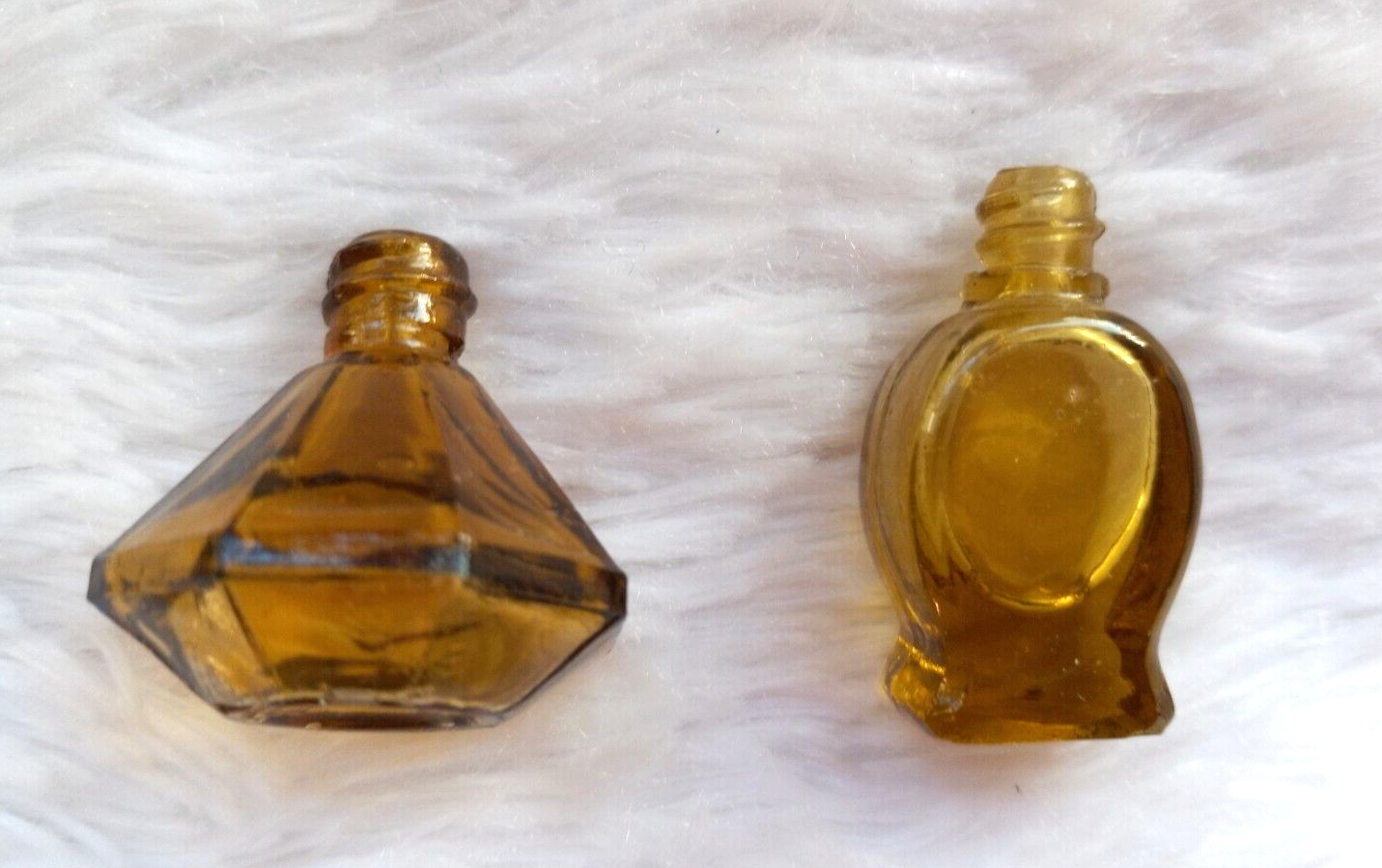 Lot of 2 Glass Amber Miniature Bottle 1.25" / Octagonal Miniature ...