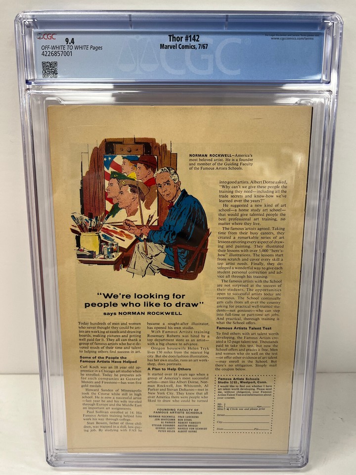 Thor #142- Marvel Comics - 7/67 - CGC 9.4 - OW-W - Super-Skrull ...