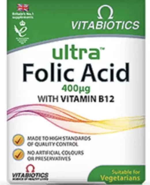 Vitabiotics Ultra Folic Acid With Vitamin B12 60 Tablets for sale ...