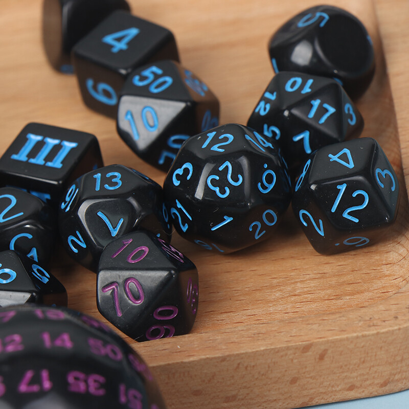 15 Piece Opaque Black Polyhedral Dice Set for DND DCC RPG D3 D4 D5 D6 ...