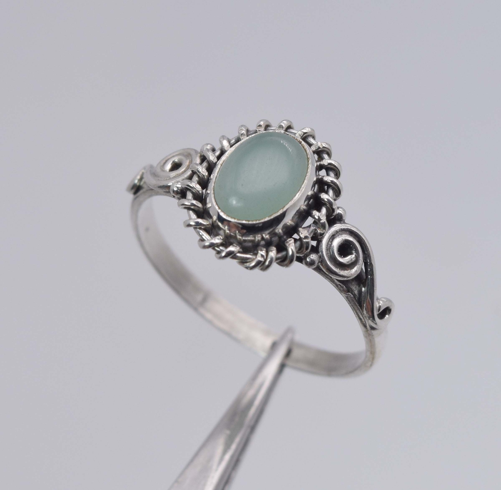 925 Solid Sterling Silver Aqua Chalcedony Ring-9.5 US Y909 | eBay
