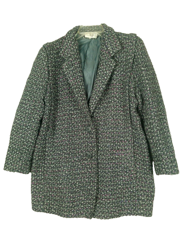 Vintage CONCEPT Oversized Black Purple Wool Tweed Trench Jacket Coat Jr ...