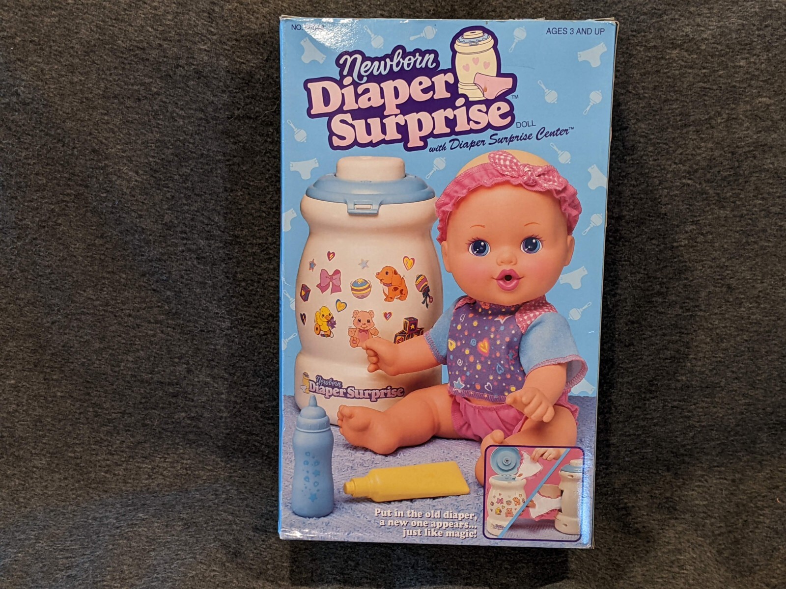 New Open Box Vintage 1997 Newborn Diaper Surprise Center Baby Doll Toy ...