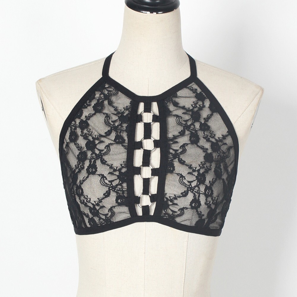 Damen Sexy Durchsichtige Spitzen Bh Top Spitze Mesh Bralette Crop Top