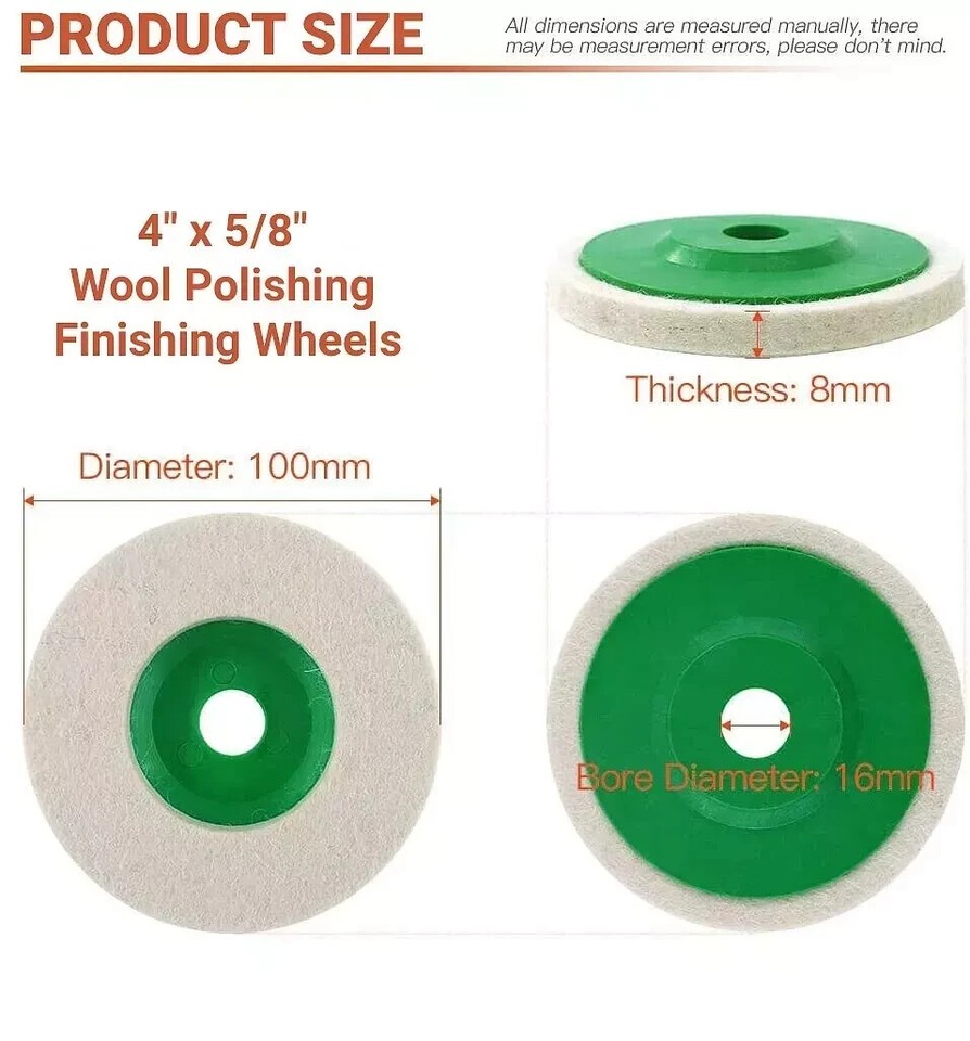 10 Pack 4" Wool Polishing Discs for Angle Grinder Finishing Wheel ...