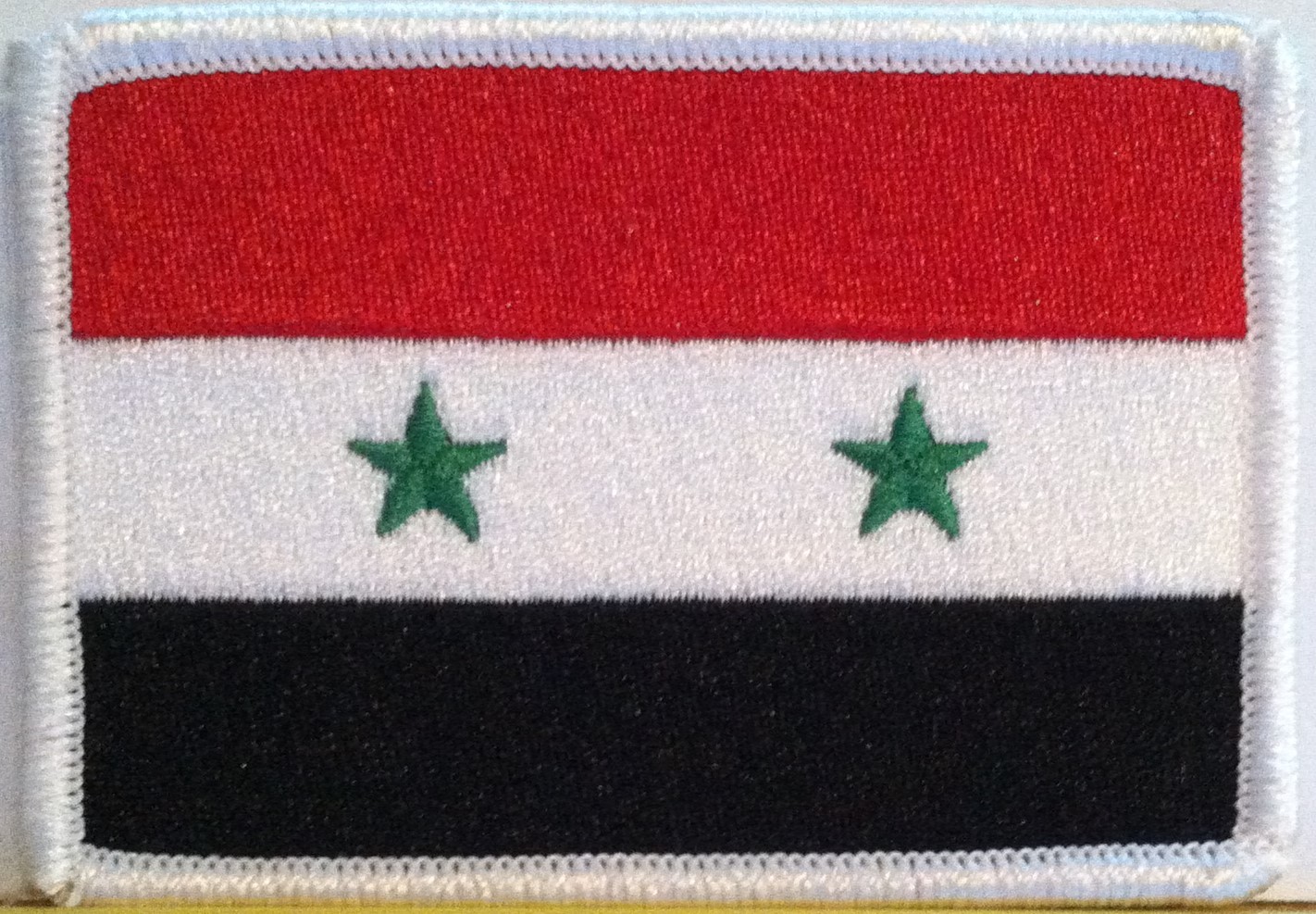 SYRIA Flag Military Patch W/ Hook Adhesive Fastener White ARMY Morale ...