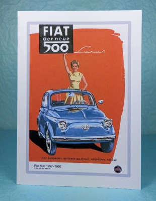 FIAT 500 - GREETING CARD - Classic Car Memorabilia - Blank inside - 7 ...