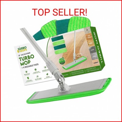 Turbo Microfiber Mop Floor Cleaning System - 18-inch Dust Mop with 4 ...