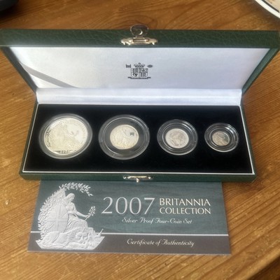 2007 Britannia Silver 4-Coin Royal Mint Proof Set ( 1oz £2 to 1/10oz ...