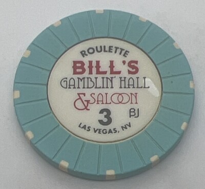 Bill’s Gambling Hall Casino Light Blue 3 Roulette Chip Las Vegas NV ...