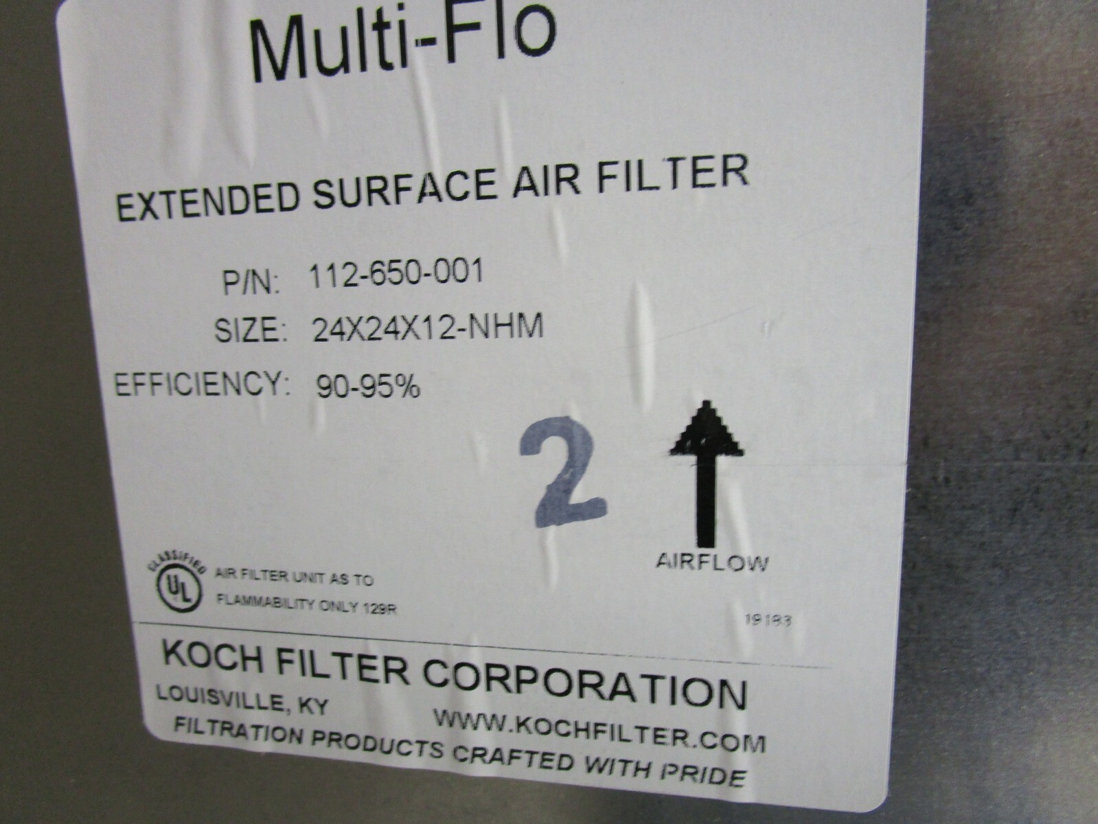 KOCH 112-650-001 24" X 24" X12"-NHM MULTI-FLO EXTENDED SURFACE AIR ...