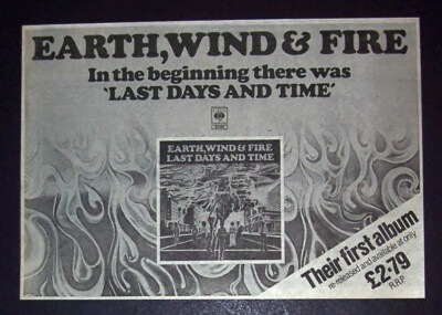 Earth Wind & Fire Last Days And Time 1979 Small Poster Type Advert ...