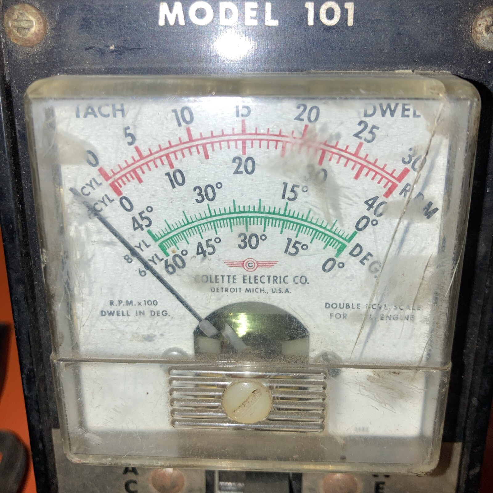 Rare Vintage Colette Electric Co. Combination Tach Dwell Meter Tester ...