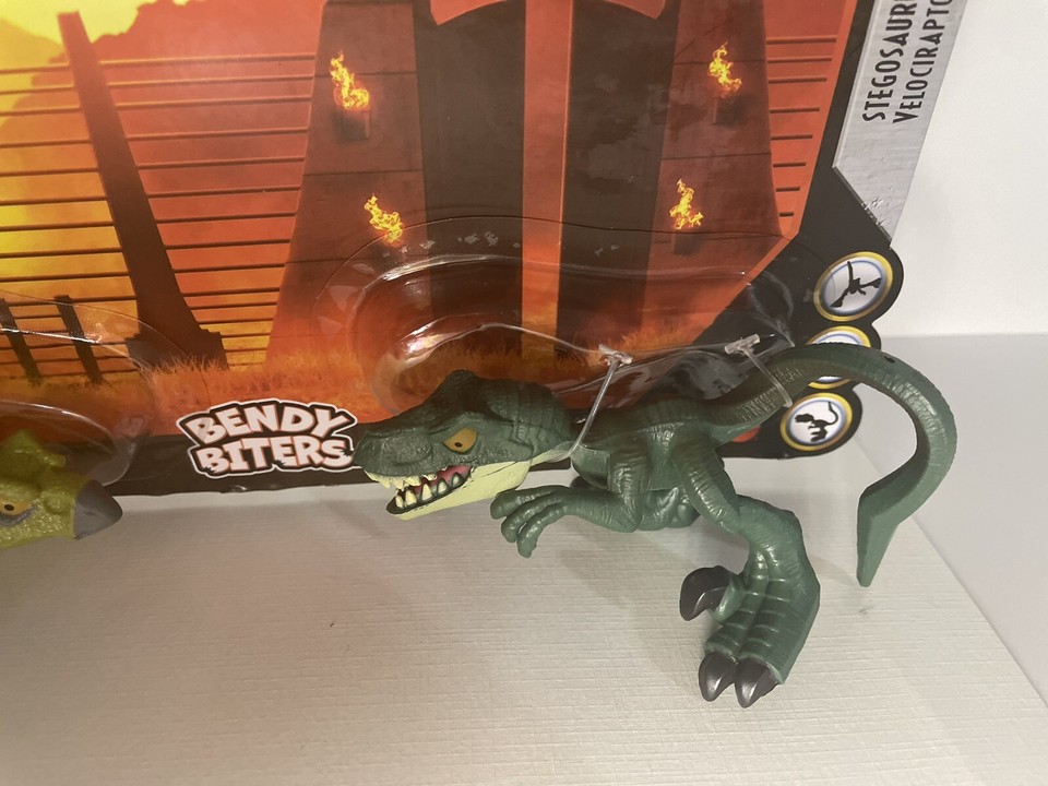 Jurassic World Bendy Biters Figures, Dinosaur 2-Pack, Stegosaurus ...