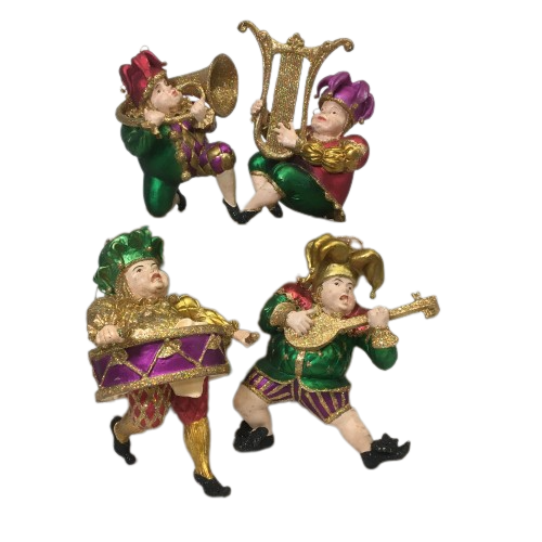 Set of 4 Mark Roberts JESTER ORNAMENTS Playing Instruments Rare Vintage ...