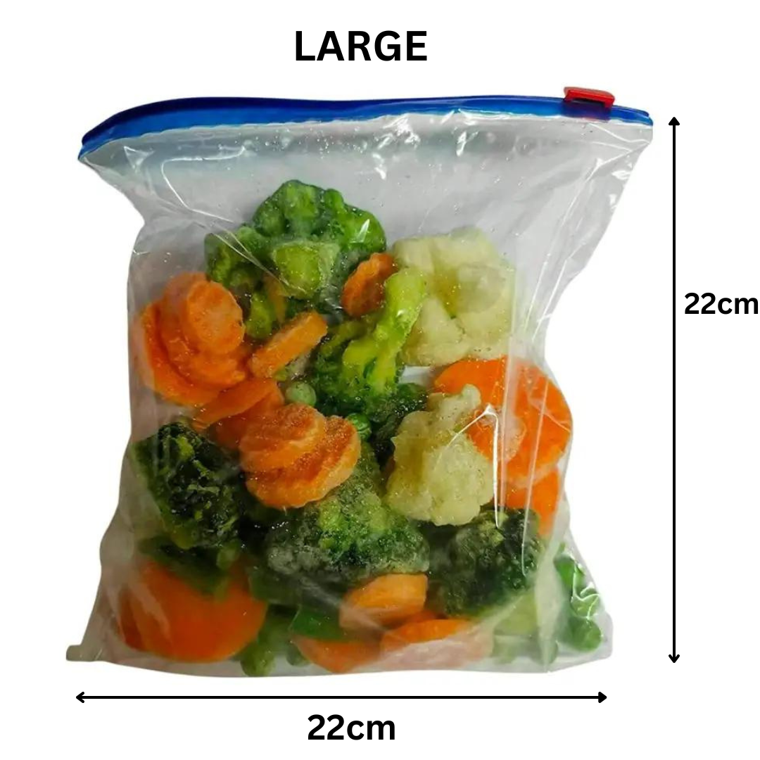 ZIP LOCK FOOD STORAGE FREEZER BAGS RESEALABLE REUSABLE PLASTIC BAGS ...