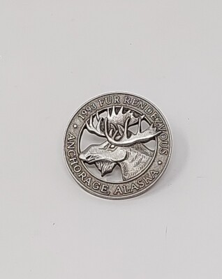 1993 Anchorage Alaska Fur Rondy Rendezvous Pewter Lapel Pin Bull Moose ...