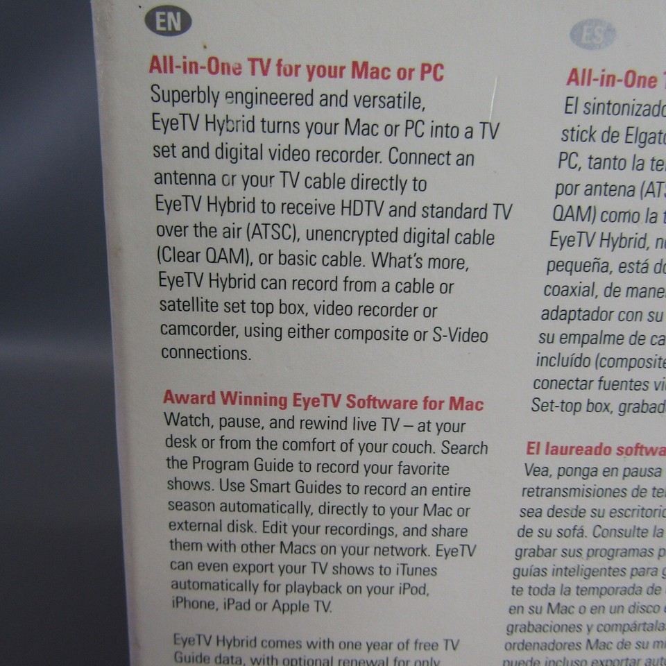 Elgato EyeTV Hybrid TV Tuner Stick HDTV Analog TV for Mac or PC | eBay