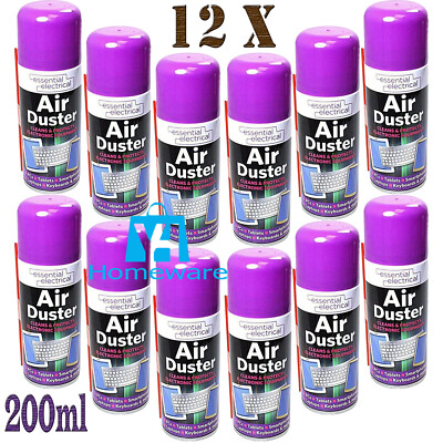 12 x 400ml Compressed Air Duster Can Spray Clean Laptop Keyboard ...