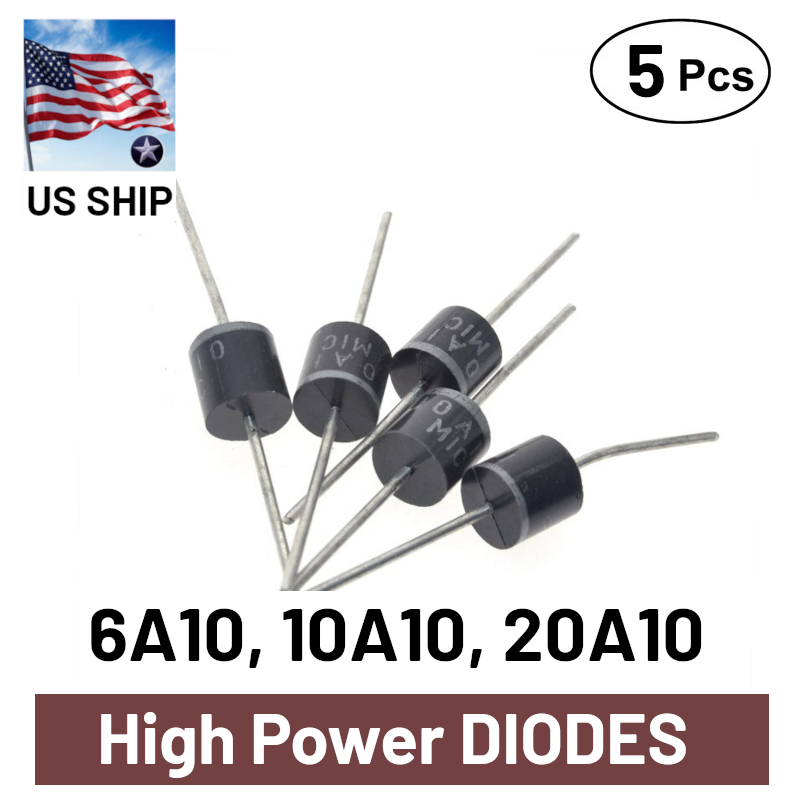 5x 6A10, 10A10, 20A10 | 1000V 1KV Axial Rectifier Diode Solar or GP ...