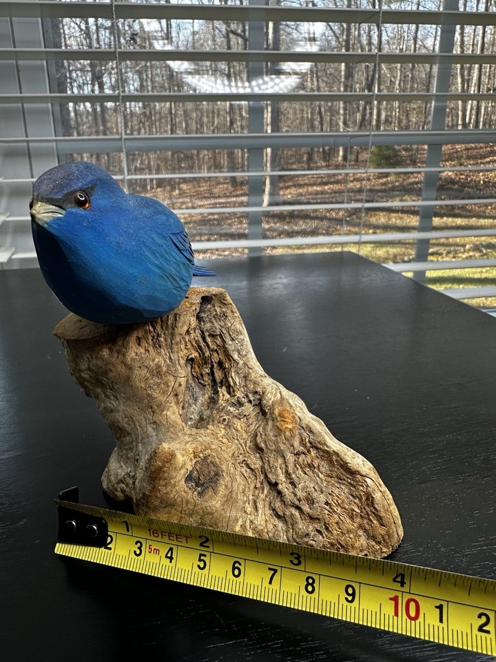 Phillip Eugene Brown Hand Carved Wood Bird Driftwood Blue Phil READ | eBay