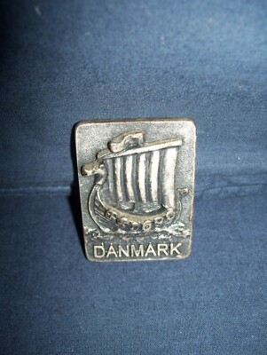 Danmark/Denmark Metal Viking Boat Souvenir Magnet Used 1.25 x 1.75 ...