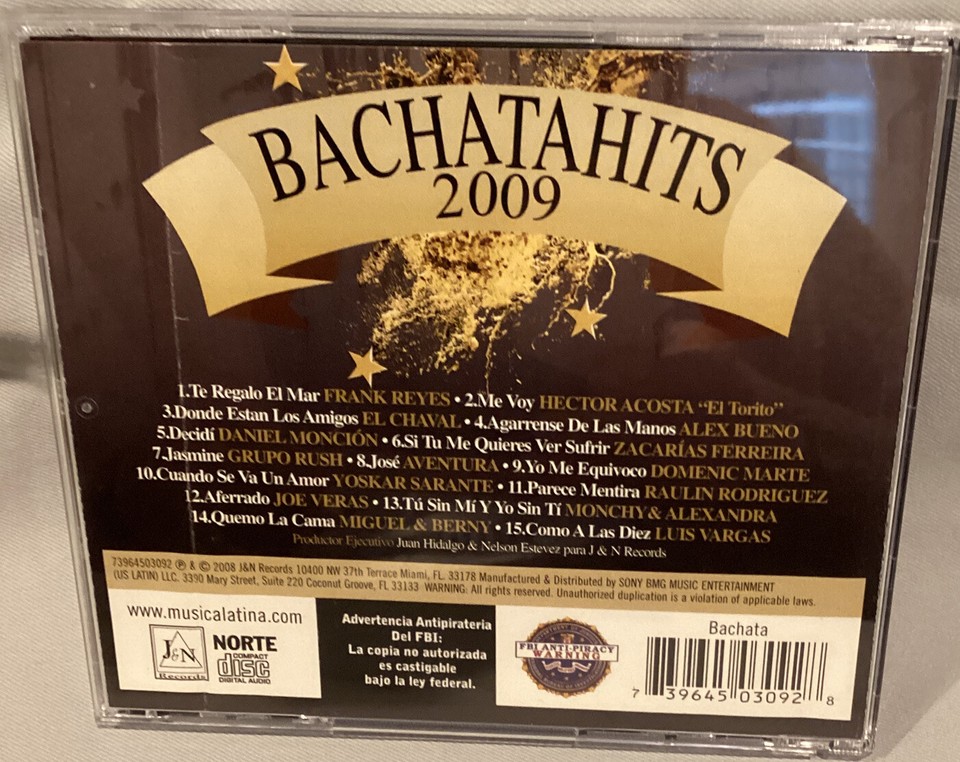 Bachata Hits 2009 The 1 Hits Series, Cd | eBay