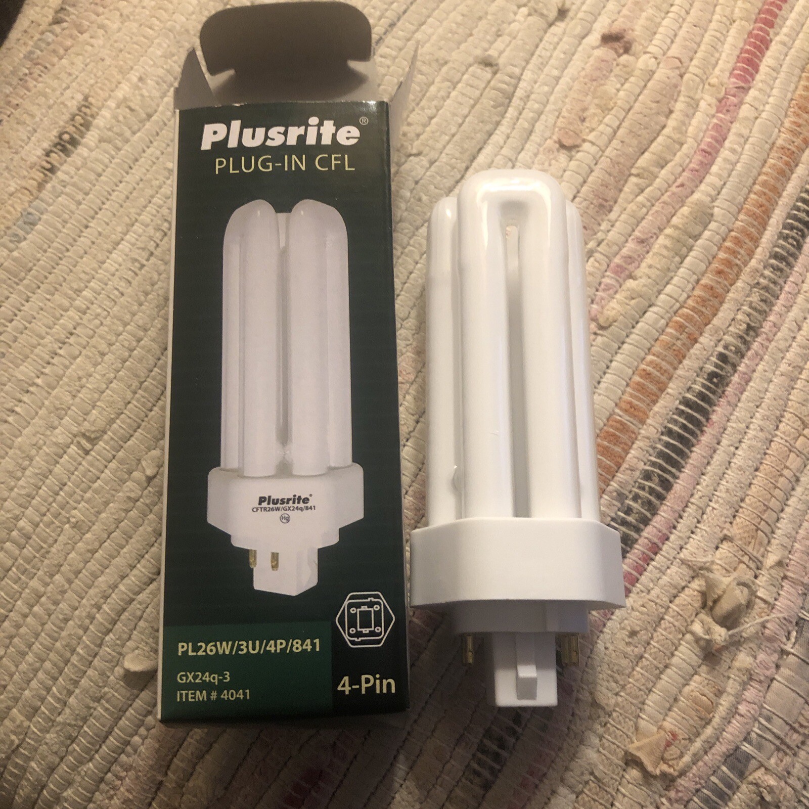 26 Watt Base Compact Fluorescent Light Bulb Lamp PL26W/3U/4P/841 CW ...