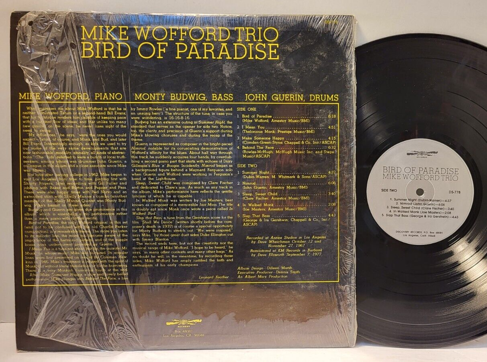 MIKE WOFFORD TRIO Bird of Paradise LP in SHRINK Discovery - Play Tested ...