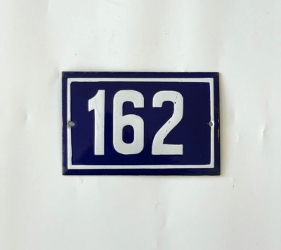 Vintage 1950's Enamel Porcelain Street House Sign 162 Plaque Number ...