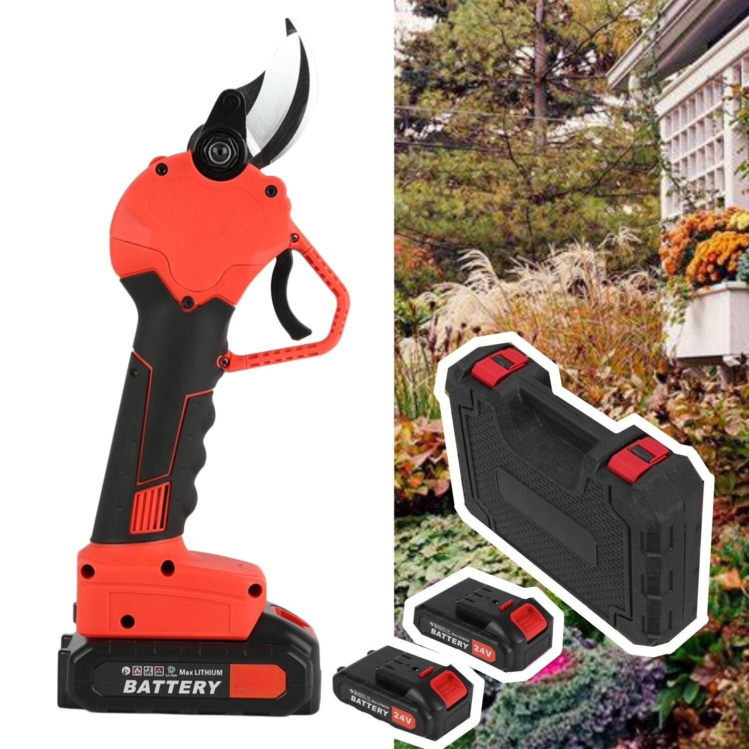 Cordless Pruner Shears Electric Secateur Rechargeable Li-Ion 2 ...