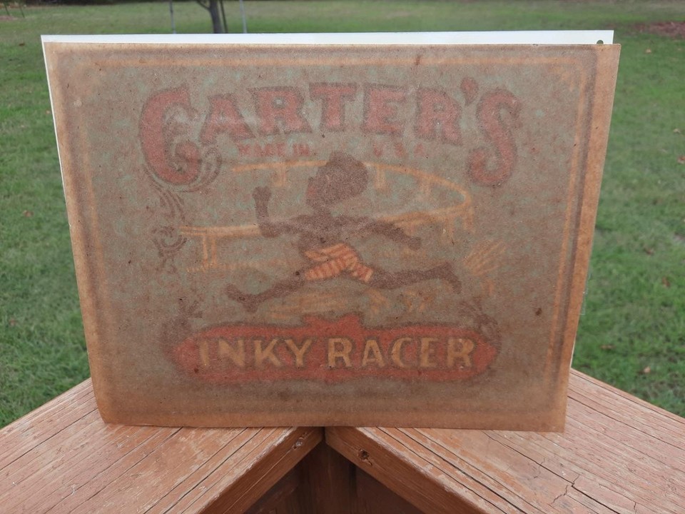 NOS OLD STOCK TIN METAL CARTER'S INKY RACER EMBOSSED INK SIGN MINT ...