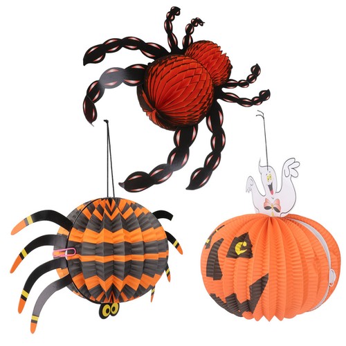 3PCS Themed Party Paper Ball Outdoor Indoor Halloween Hanging Decor ...