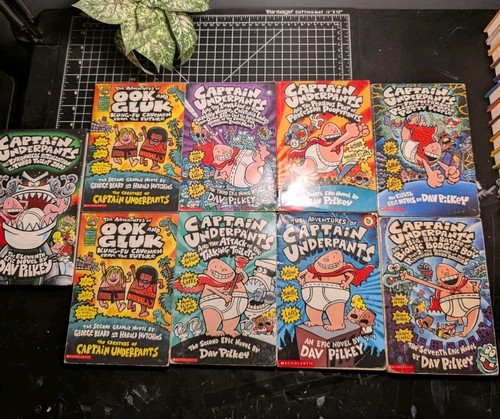 Lot of 10 Captain Underpants Books by Dav Pilkey Super Ook & Gluk ETC ...