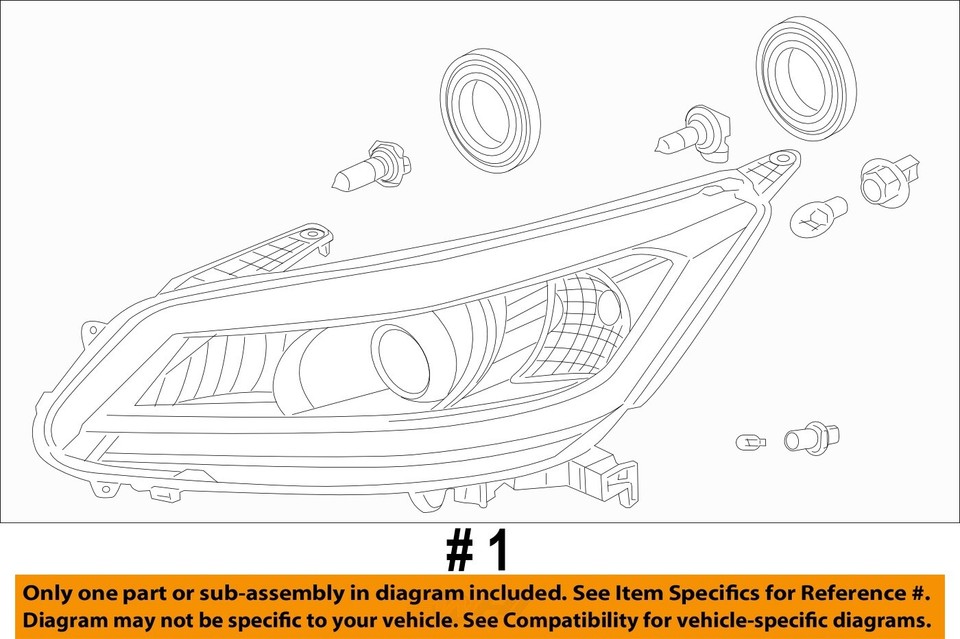 HONDA OEM 13-15 Accord Front Lamps Headlamp Components-Headlamp Assy ...