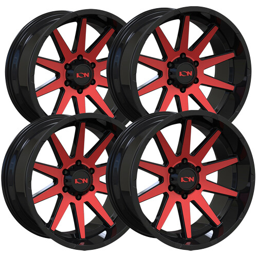 (Set of 4) Ion 143 20x9 8x6.5" +0mm Black/Red Wheels Rims 20" Inch | eBay