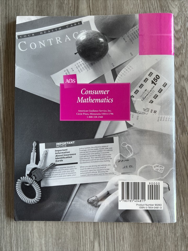 CONSUMER MATHEMATICS STUDENT WORKBOOK By Ags Secondary | eBay