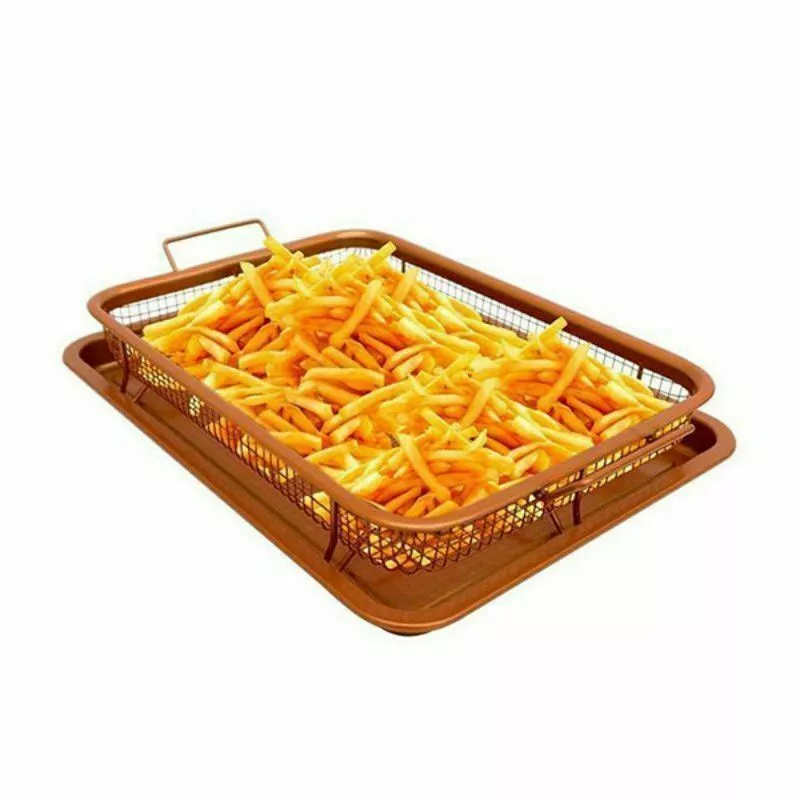 New Non Stick Copper Crisper Oven Baking Tray Chips Chef Crisping ...