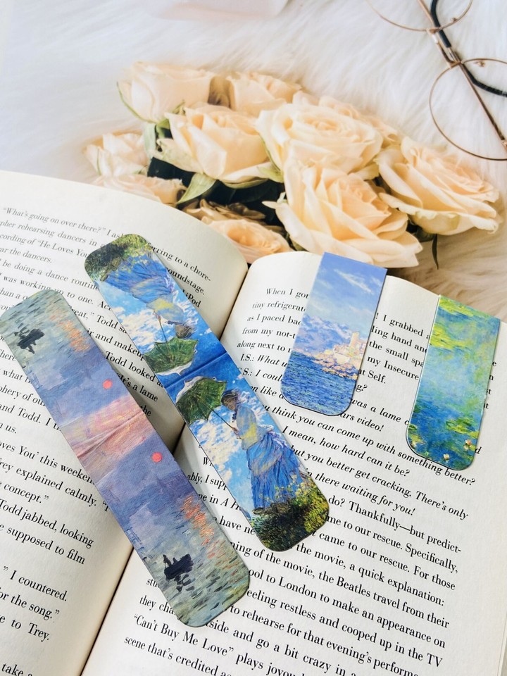Set of 4 - Magnet Bookmarks Famous Paintings Reading Readers Gift For ...