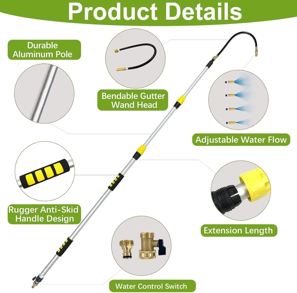 12FT Telescopic Gutter Cleaning Tools from the Ground, Reach Gutter ...