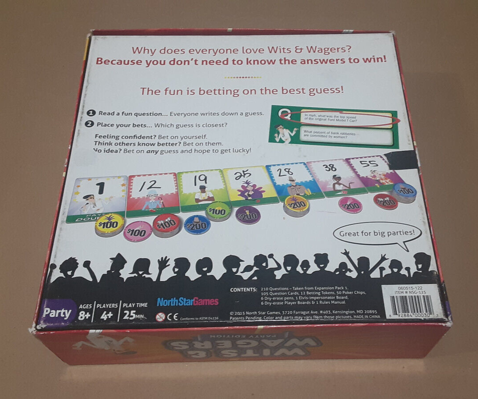 Wits and Wagers Party Edition Board Game Complete in Box by North Star ...