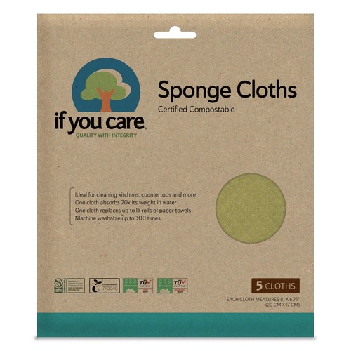 IF YOU CARE Sponge Cloths 5 Count Eco-Friendly Reusable Washable ...