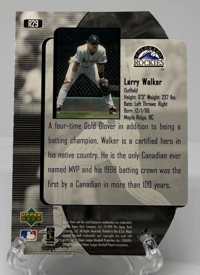 1999 Upper Deck Black Diamond Refractor Larry Walker #R29 Die-Cut ...