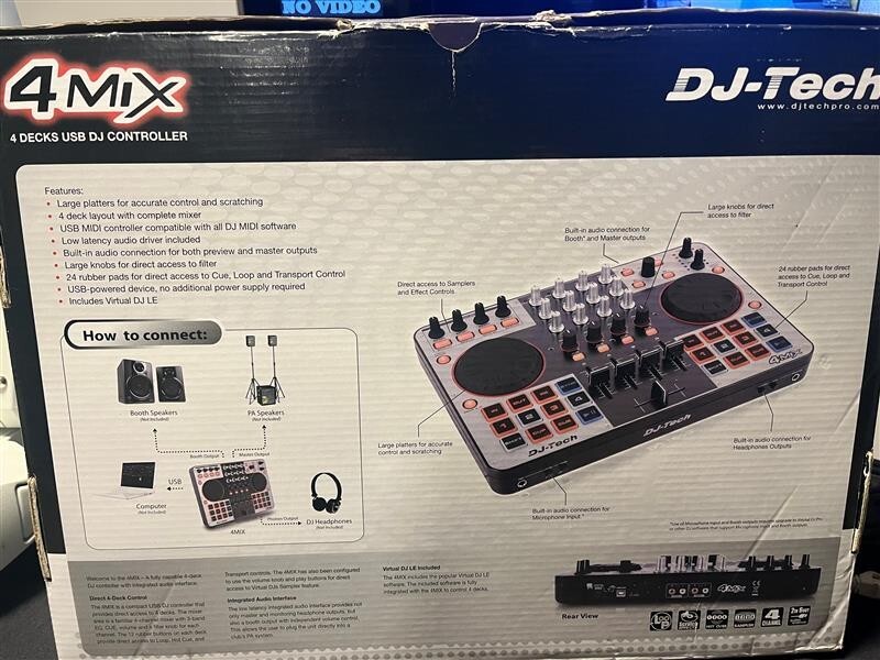 DJ Tech 4MIX USB Midi Dj Controller W/ Integrated Soundcard, Direct 4 ...