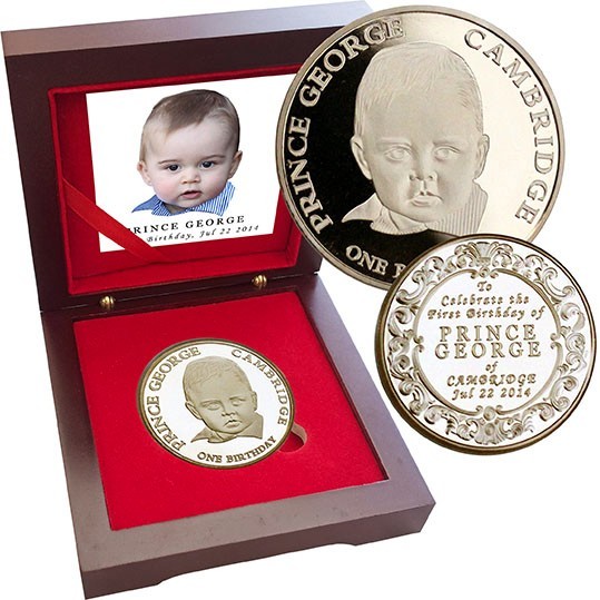 * HALF PRICE * Prince George First Birthday 2014 1oz Gold Layer Limited ...