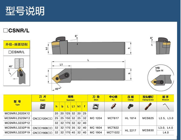 MCSNL1616H12 16*100mm left hand HOLDER Lathe INDEX tool for CNMG ...