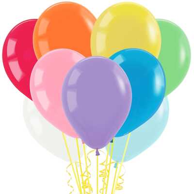Assorted Coloured Latex Helium Balloons 23cm Pk of 20 Birthday Party ...